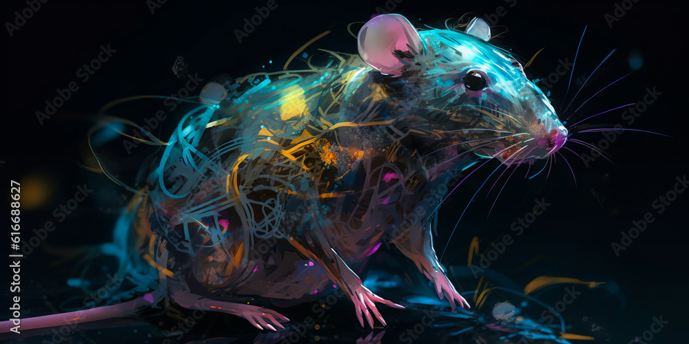 Captivating, luminous rat embodying resourcefulness, adaptability, and ...