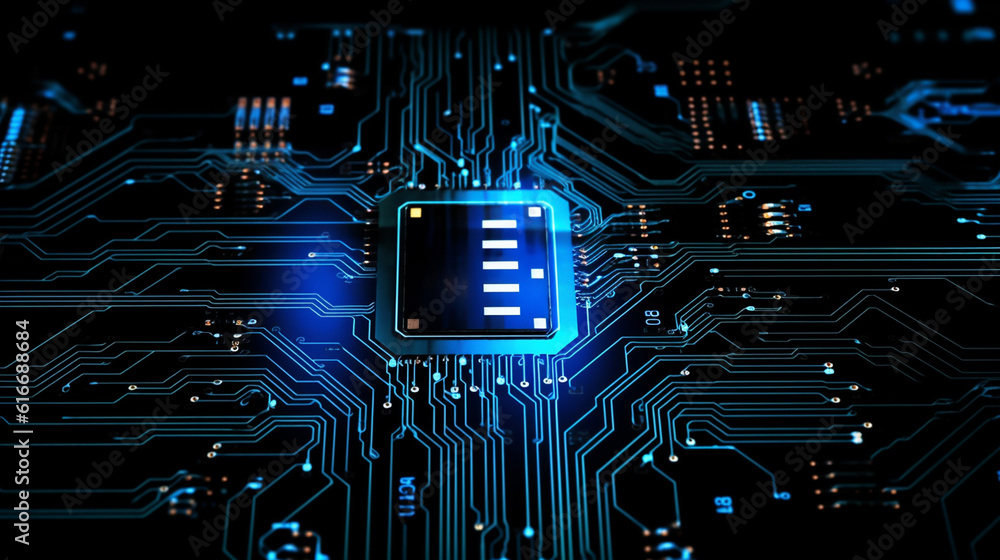 circuit diagram, simple style, blue light effect, Pure line copy, high ...