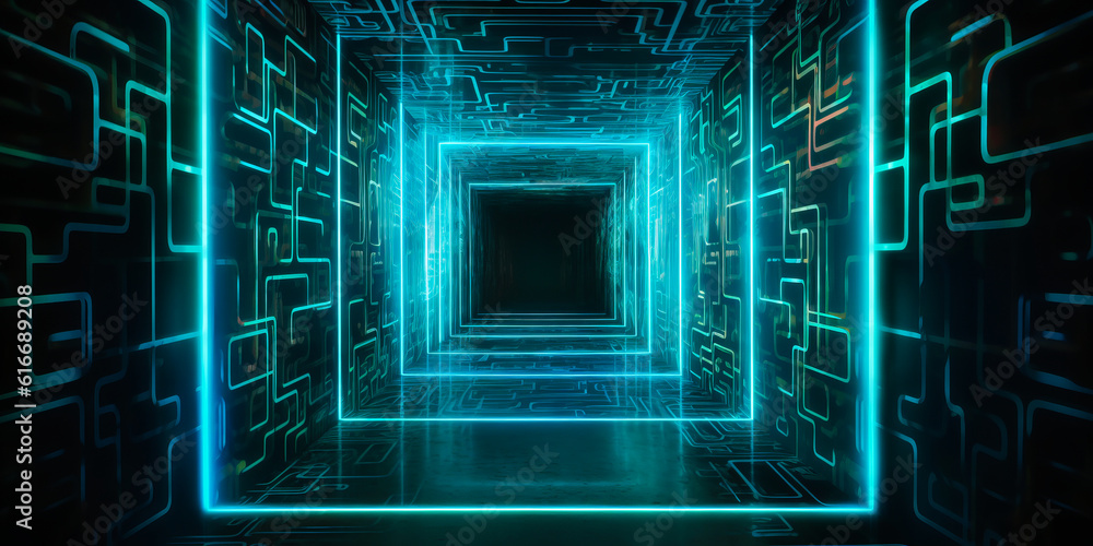 Captivating digital art of a transparent labyrinth, ethereal ...