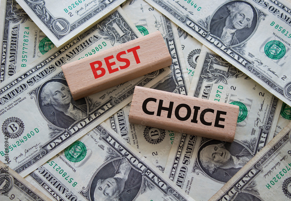 Best choice symbol. Wooden blocks with words Best choice. Beautiful ...