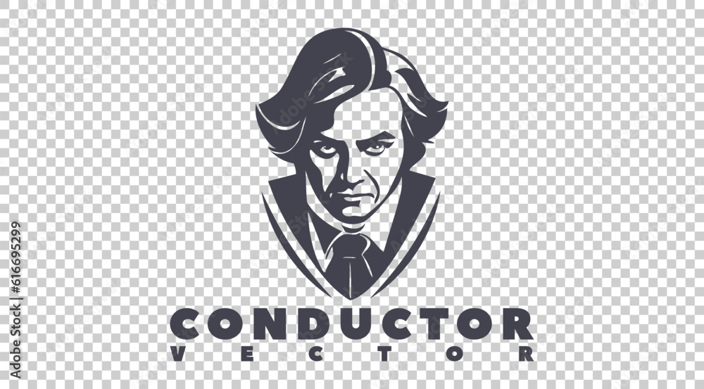 Vector portrait of a serious and dissatisfied men with hair and a look ...