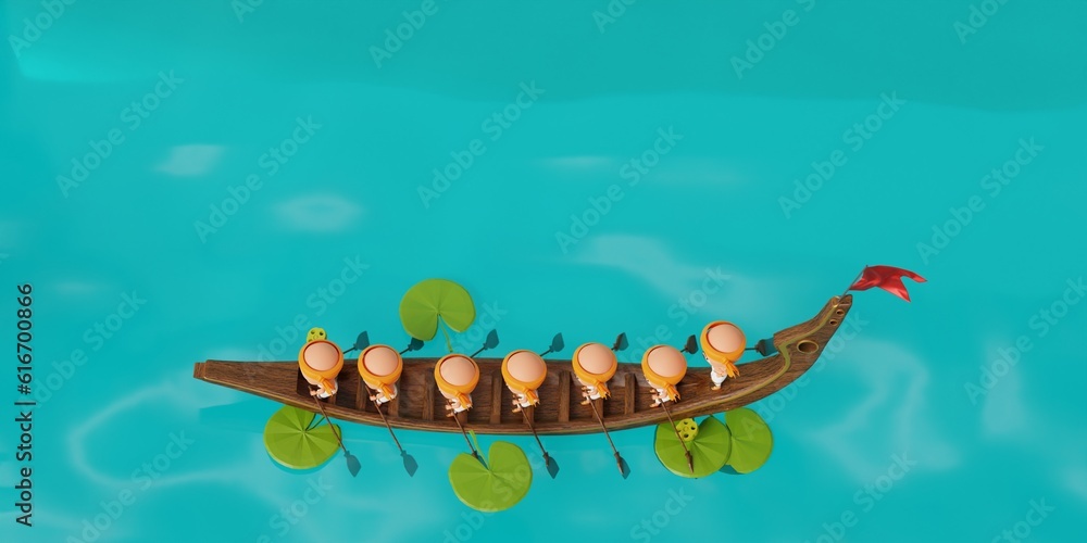 3d render onam festival with Vallam kali or boat race in yellow ...