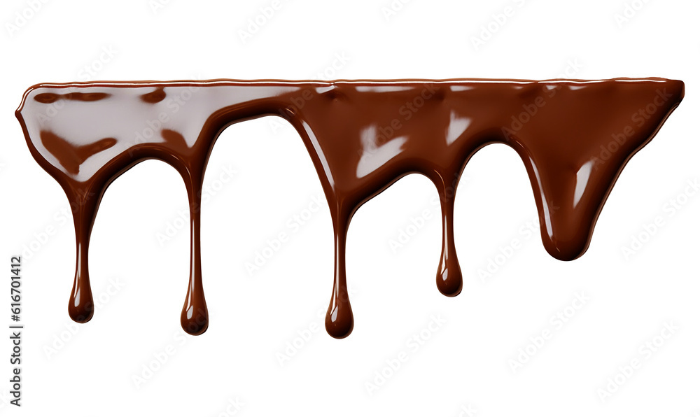 Pouring chocolate dripping isolated on transparent or white background ...