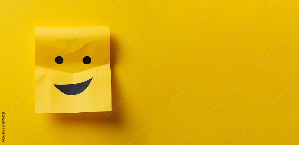 Happy notepaper. Concept of happy announcement. empty copy space for ...