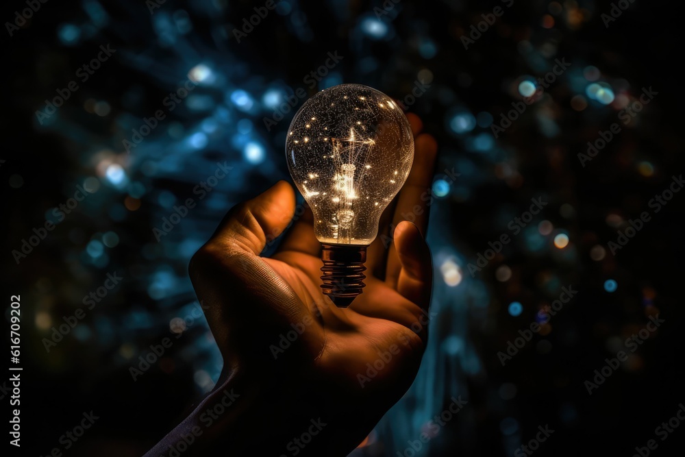 hold a light bulb with an internal gear demonstrates the vision and ...