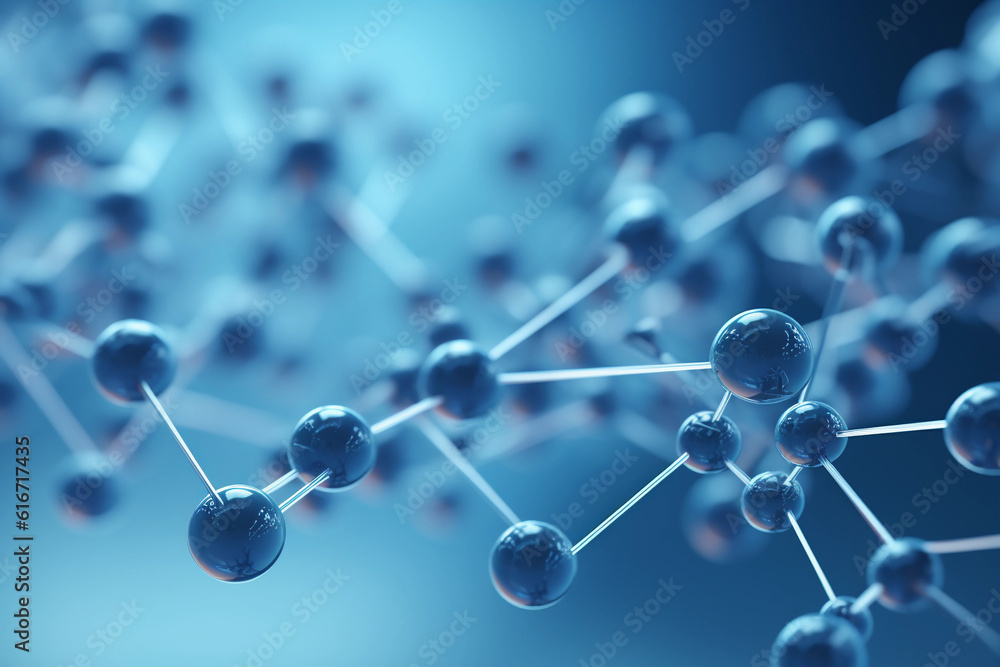 Molecule Models generated with AI. 3d microscopic render. 3d image ...