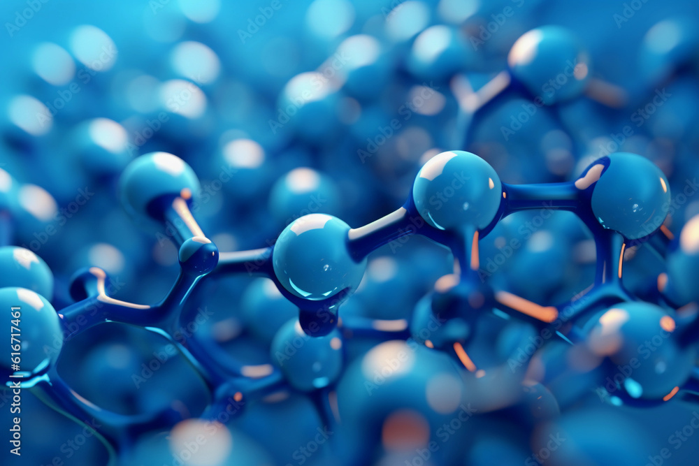 Molecule Models generated with AI. 3d microscopic render. 3d image ...