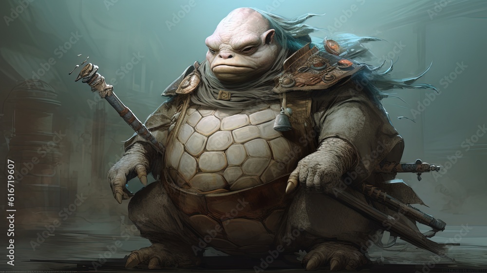 illustration of fiction fantasy character design of turtle fighter ...