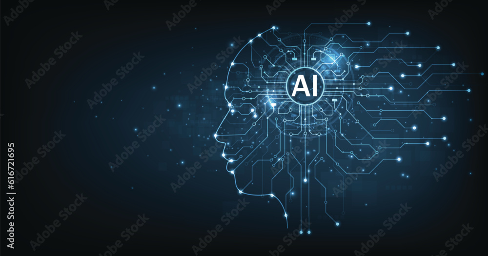Electronic brain and Concept of artificial intelligence(AI).Graphic of ...