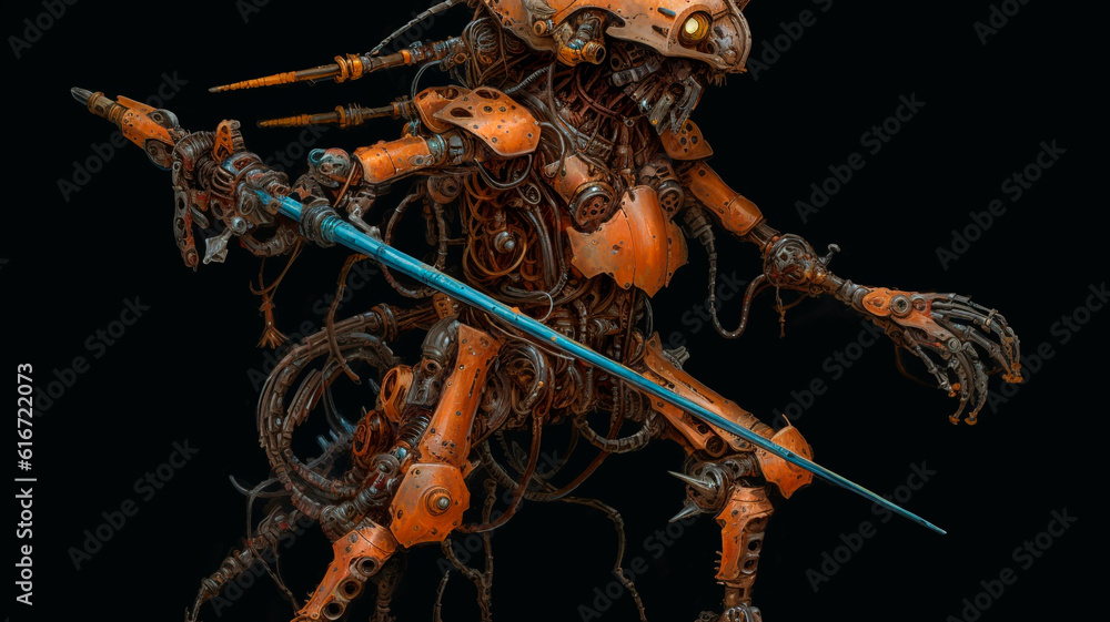 Full-body portrait of an amusing robot-humanoid hybrid, a fantastic ...