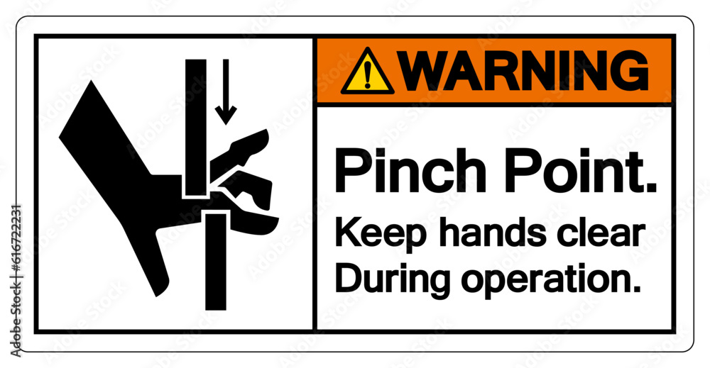 Warning Pinch Point Kepp Hands Clear During Operation Symbol Sign ...