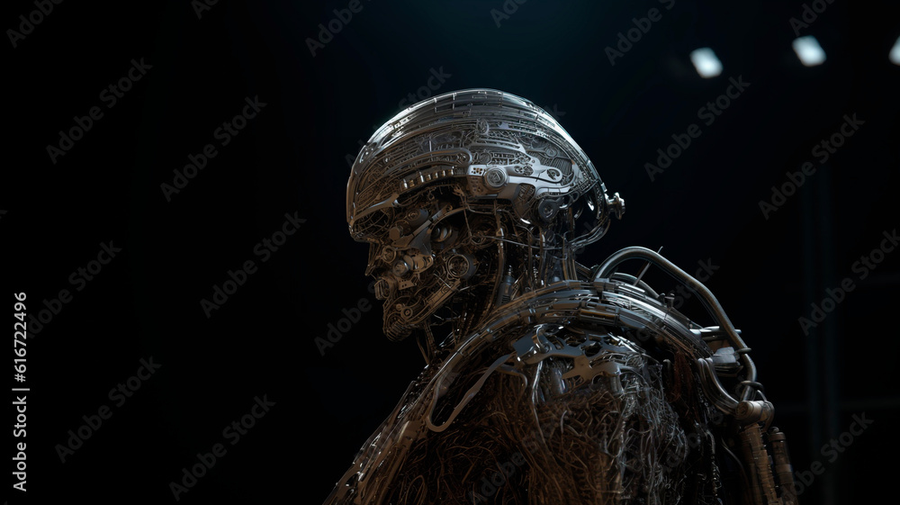 Sophisticated detailed technical drawing of the android robot in detail ...