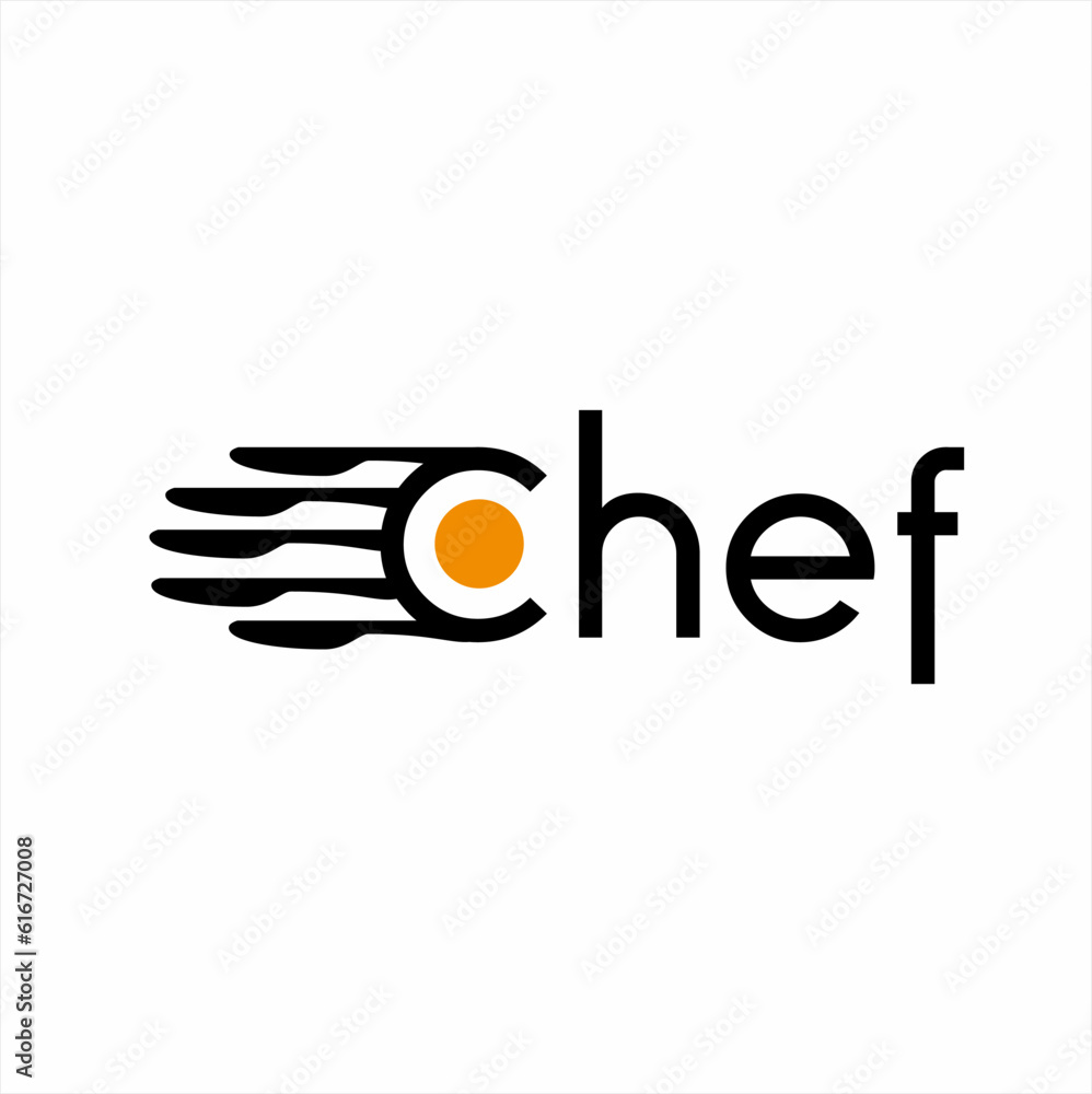 Vector illustration. Chefs. Chef concept fast word design with knife in ...
