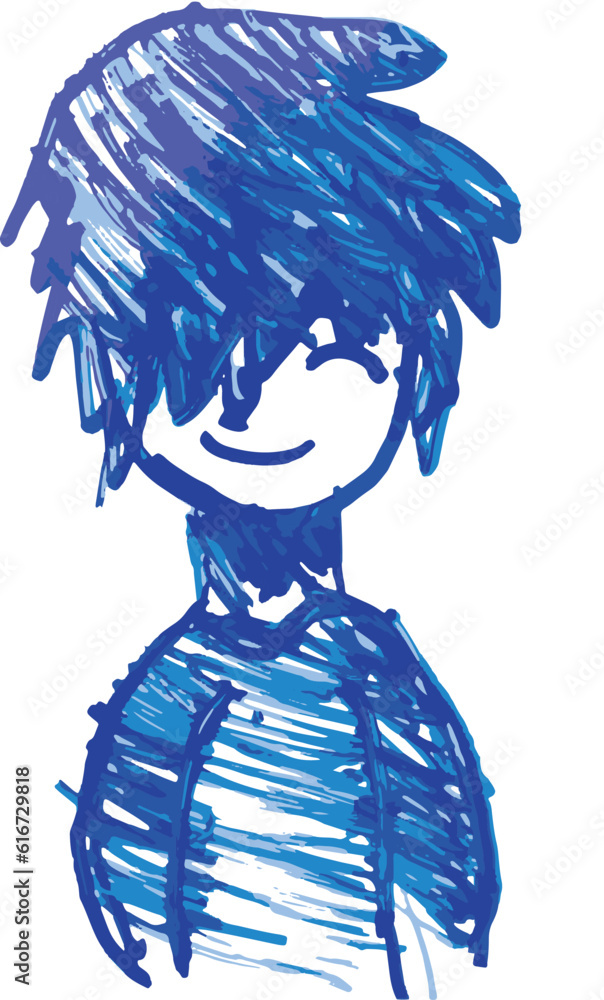 Line drawing smiling boy cartoon Stock Vector | Adobe Stock