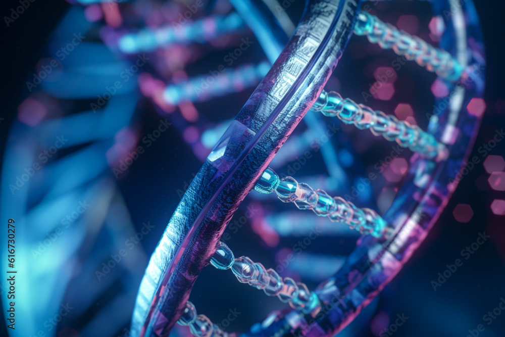 Abstract genetics information DNA helix. Genetic code DNA molecule ...