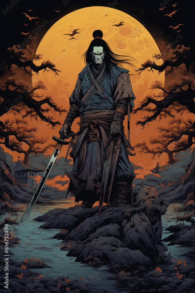 "Vengeful Ghostly Samurai with Spectral Katana - Artwork" , Horror ...