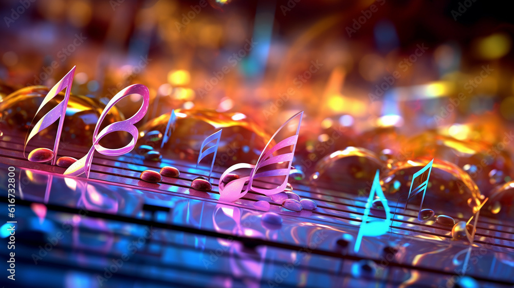 Colorful music background with musical notes. Generative Ai Stock ...