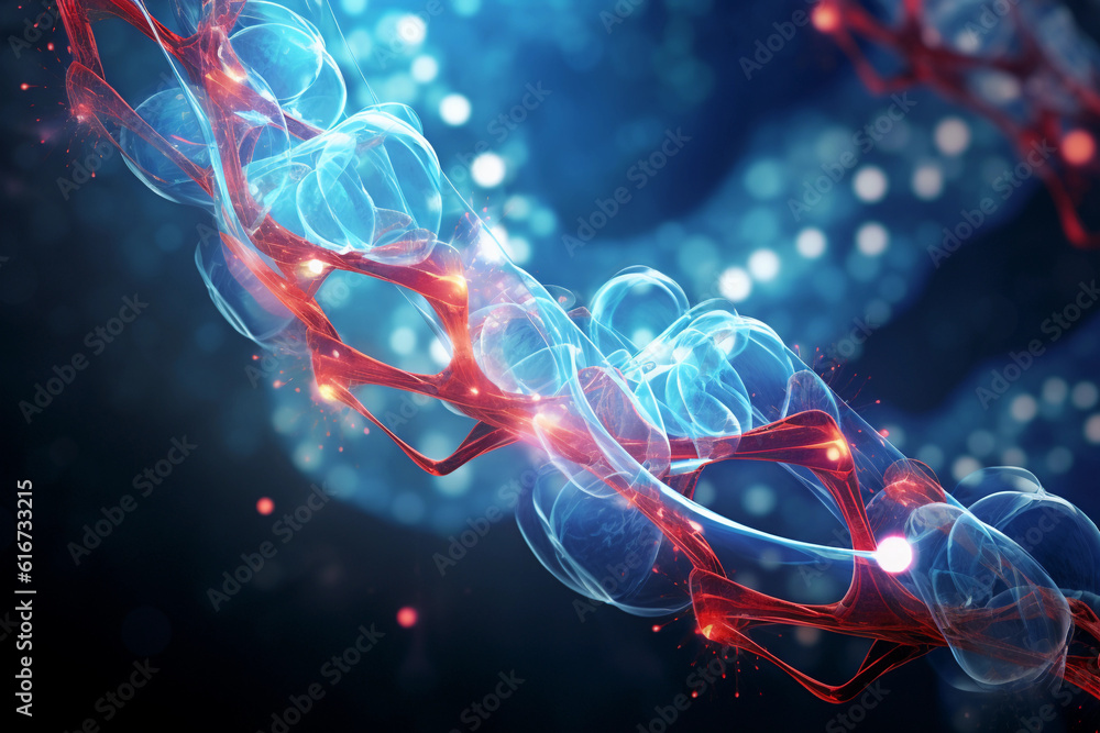 Abstract DNA generated with AI. 3d microscopic render. 3d image ...