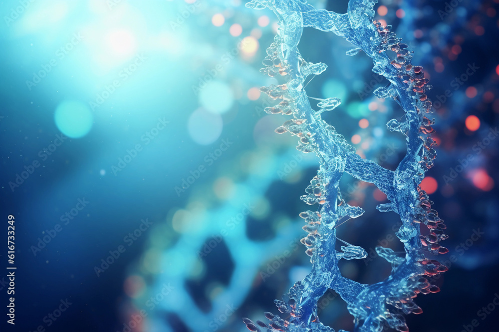 Abstract DNA generated with AI. 3d microscopic render. 3d image ...
