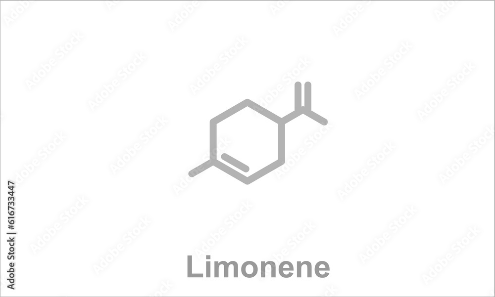 Simplified formula icon of limonene. Use as odorant, biogenous solvent ...