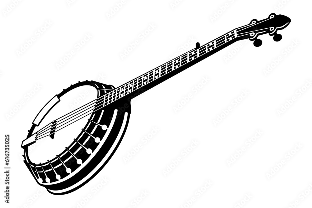 Banjo. Music instrument icon. Vector clipart isolated on white. Stock ...