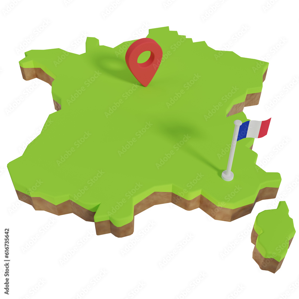 3D France map illustration Stock Illustration | Adobe Stock