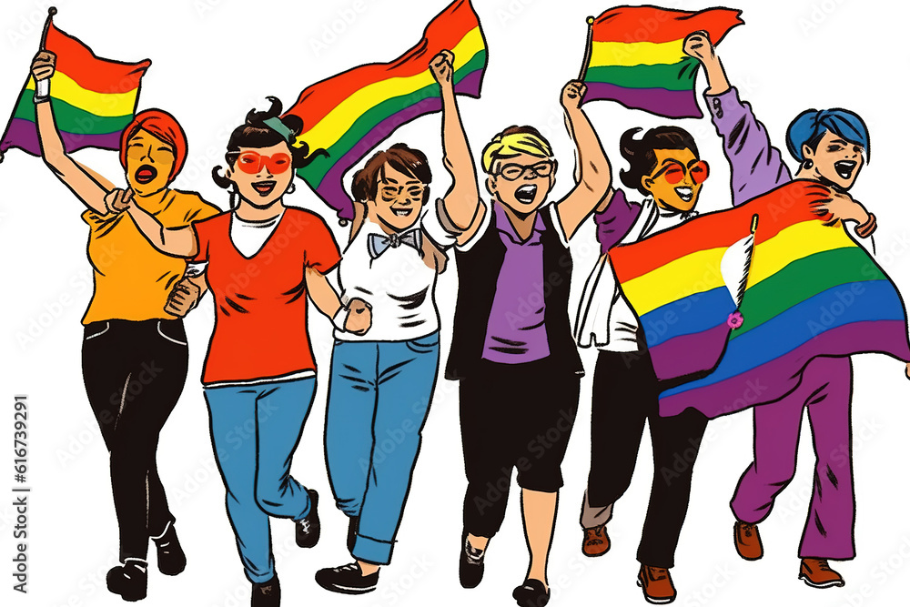 LGBT History Month clipart cartoon white background, Generative AI ...