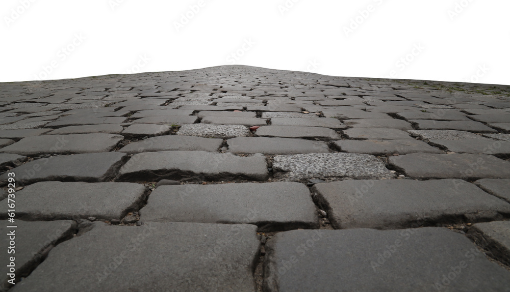 mockup image. Old cobblestone pavement. empty street. city road. retro ...