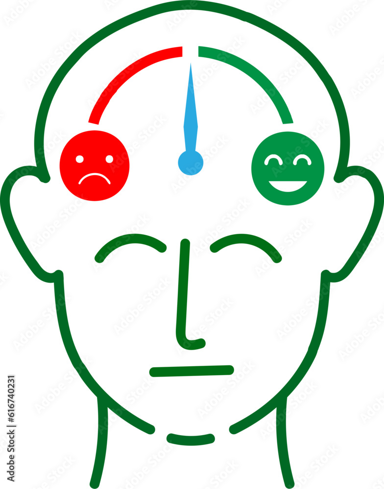 scale level between sad with happy head human icon design graphic Stock ...