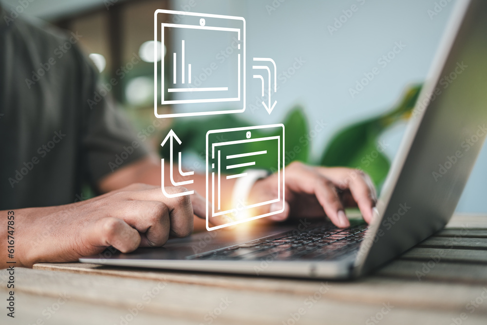 technology, laptop, chart, personal, bar, progress, information ...