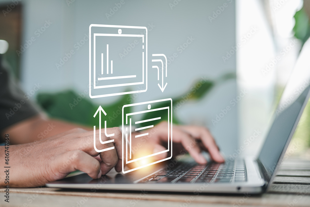 technology, laptop, chart, personal, bar, progress, information ...