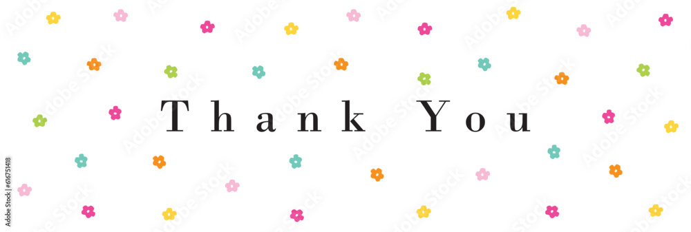Thank you banner, card, colorful floral background Stock Vector | Adobe ...