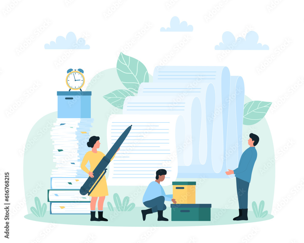 Office paperwork and bureaucracy, documentary management and ...