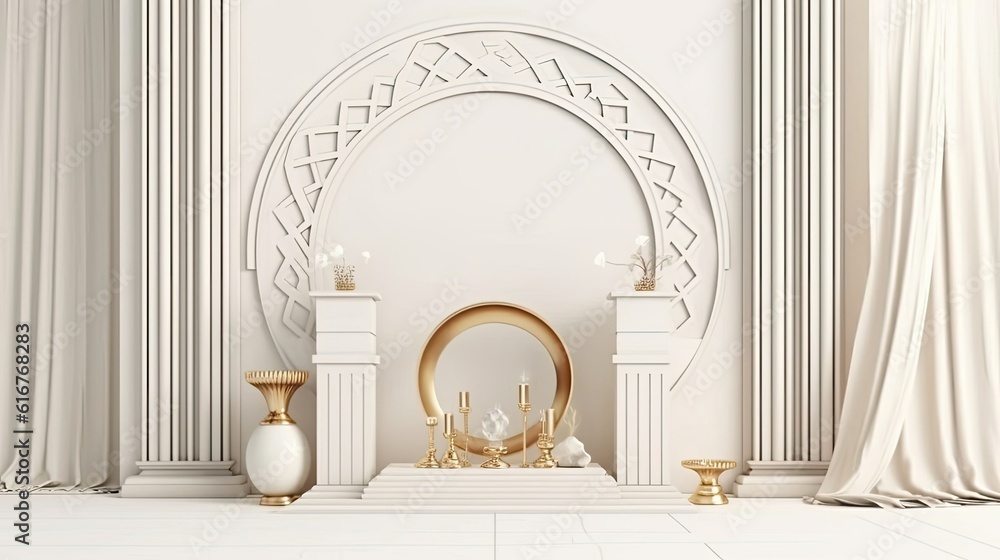 Mockup frame in a contemporary Islamic-inspired space with modern ...