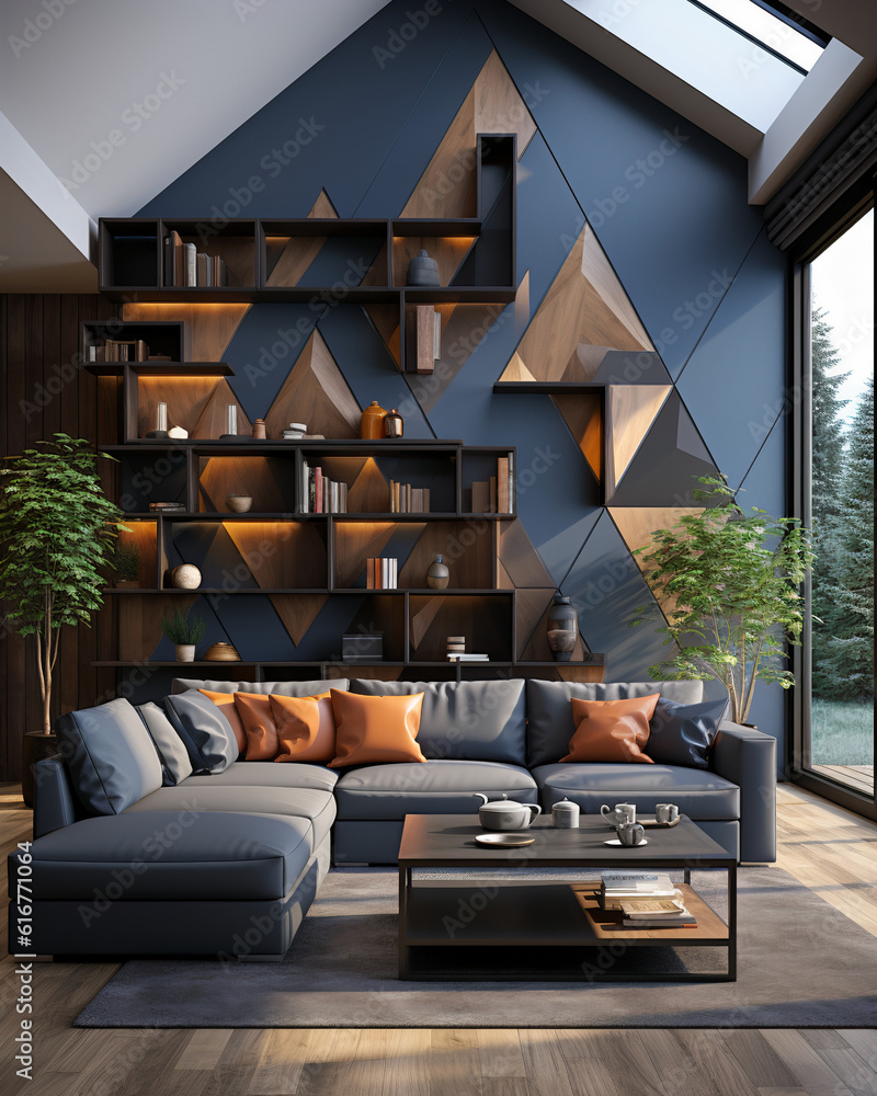 Photorealistic Modern Accent Wall Design: 2023 Interior Powered by a ...