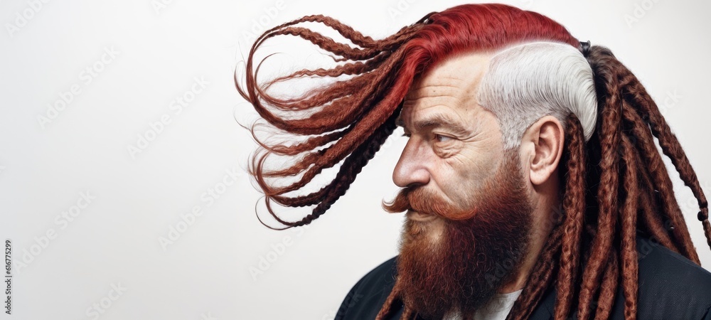 Old Man with Red Dreadlocks and Beard - Playful Coloration and ...