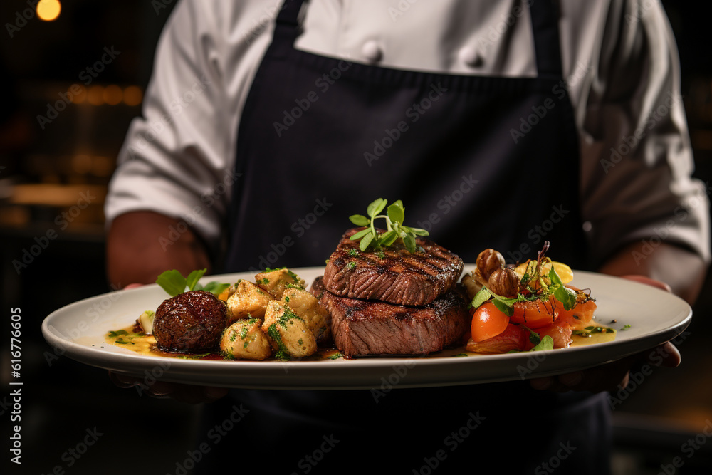 The waiter brings a signature dish recommended by the chef, sharing the ...