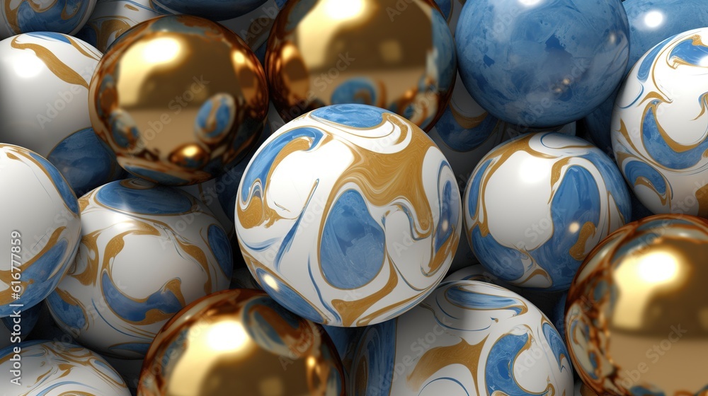 Textured bounce balls. Various glass marbles. Abstract crystalline ...