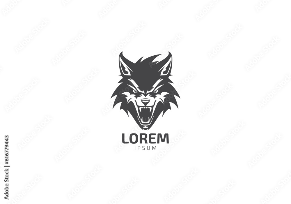 Vetor de Black Head Angry wolf logo design inspiration. Edgy Design ...
