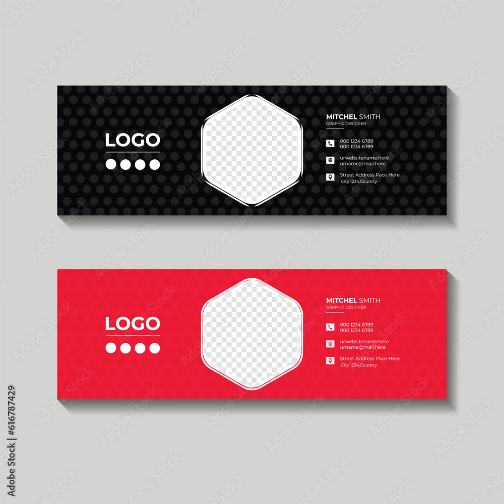 Black and red color email signature Stock Vector | Adobe Stock