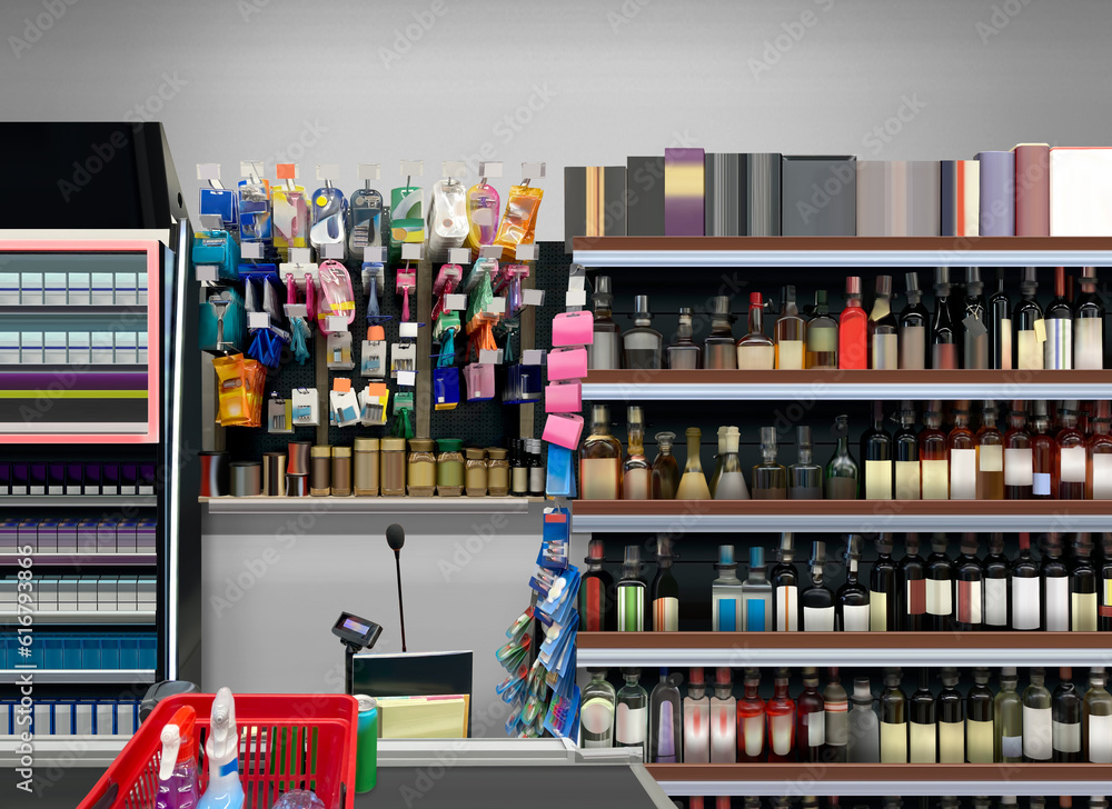 Cash Registers at Supermarket Mockup and illustration is suitable for ...