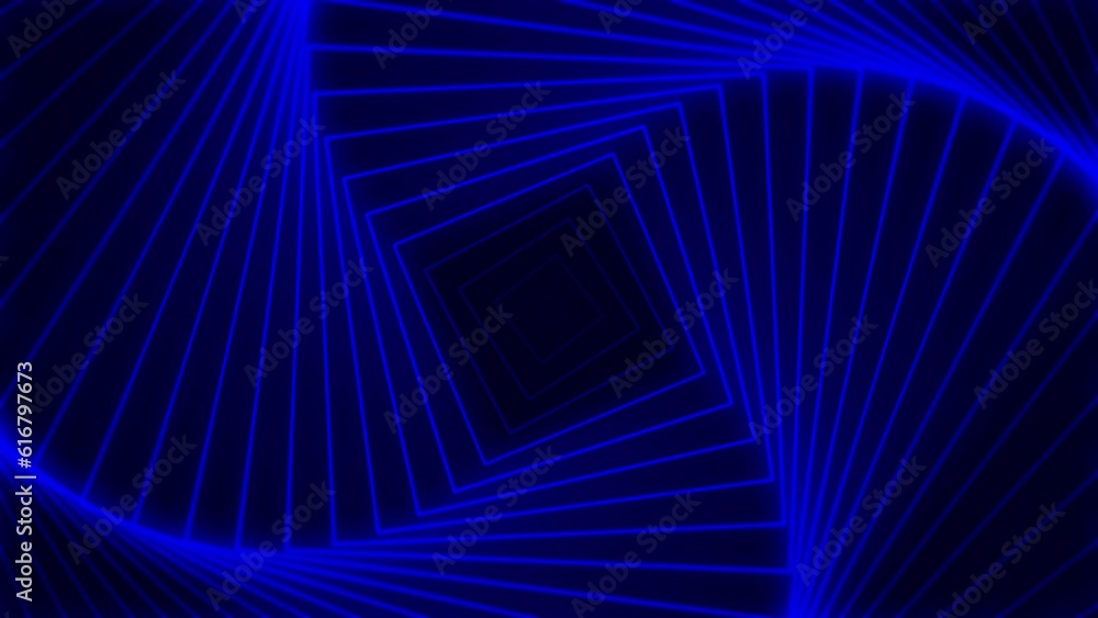 Geometric blue background with square shapes.Neon square animation ...