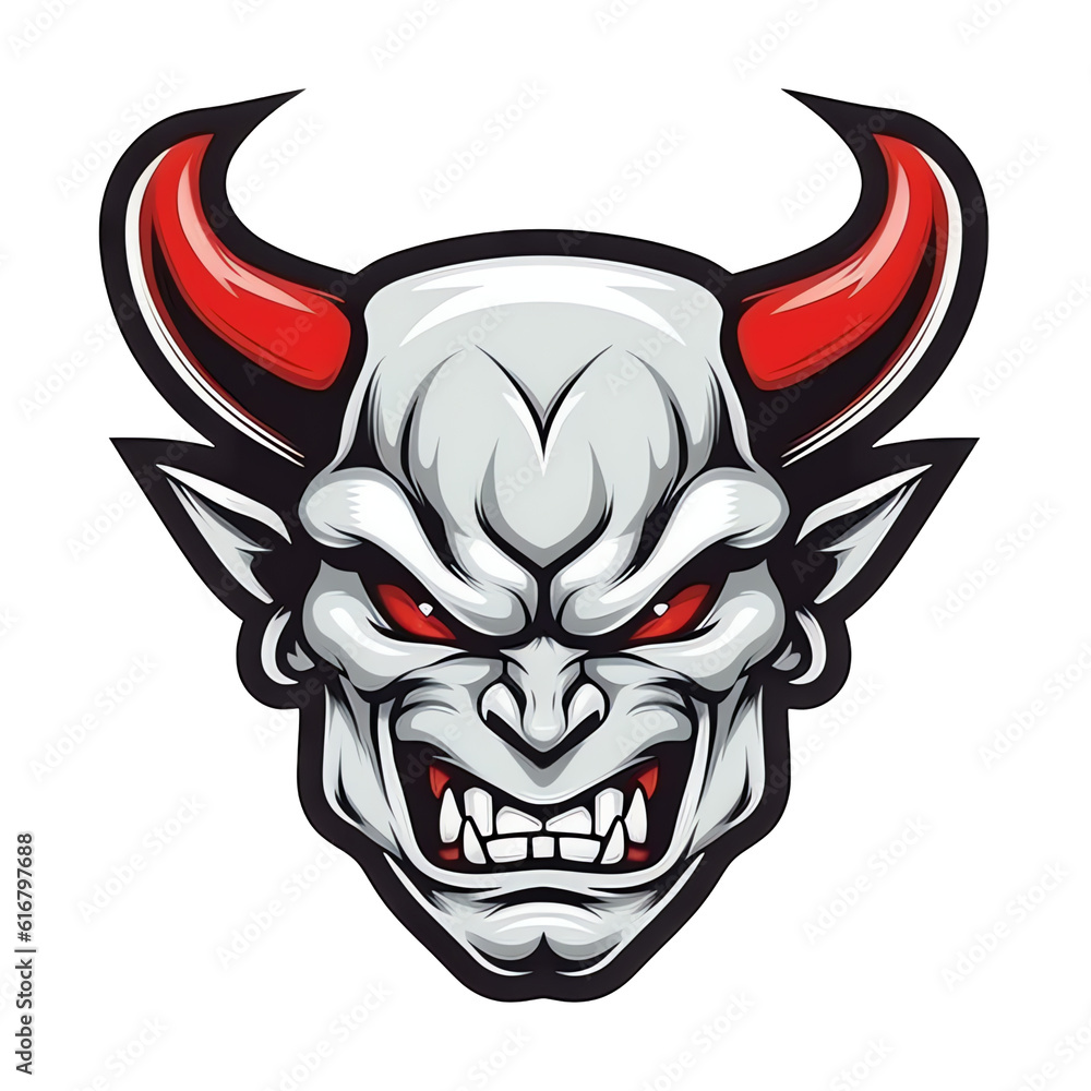 Cartoon Gothic Demon Devil Face, Isolated Clipart Illustration ...