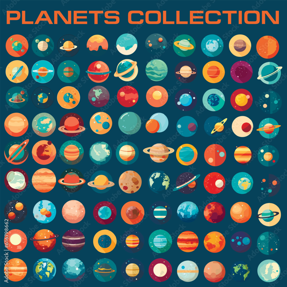 Cartoon vector planet collection. Planet icons set Stock Vector | Adobe ...