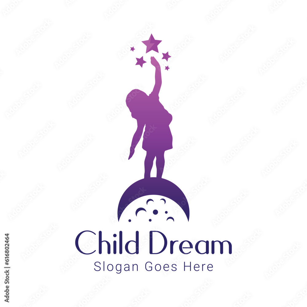 Child Dream Logo Design Child Reaching Star Logo Design Stock Vector ...
