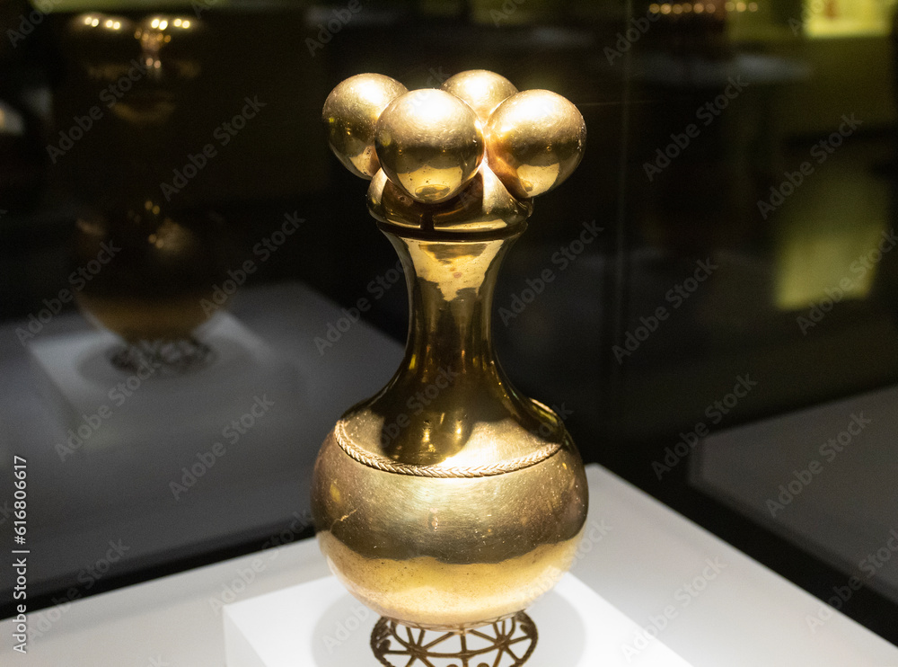 BOGOTA, COLOMBIA Closeup to a beautiful ancient indigenous piece knowed ...