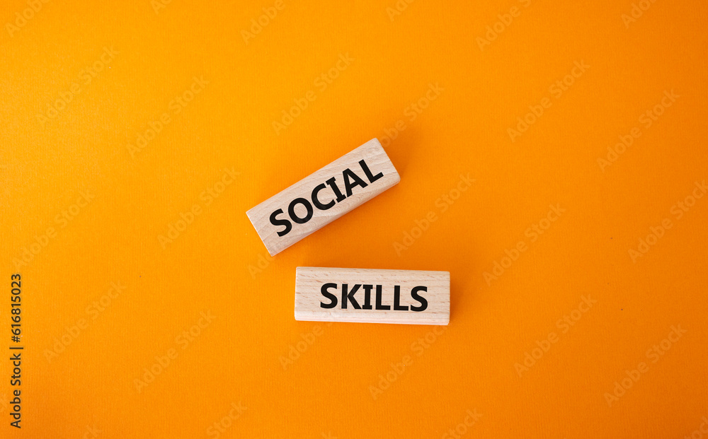 Social skills symbol. Wooden blocks with words Social skills Beautiful ...