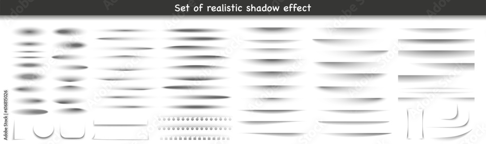 Vetor de Set of transparent shadow with soft edges. Realistic shadow ...
