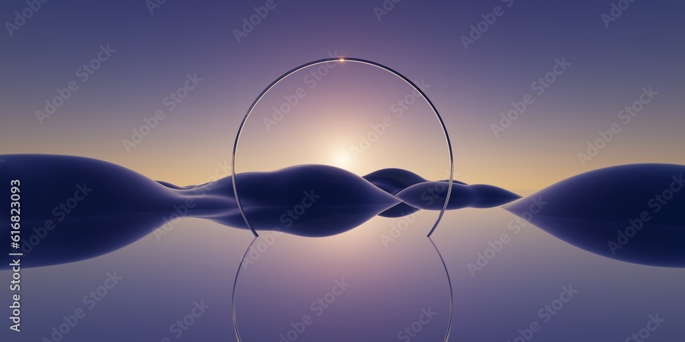 3d render, abstract minimalist geometric background. Surreal violet ...
