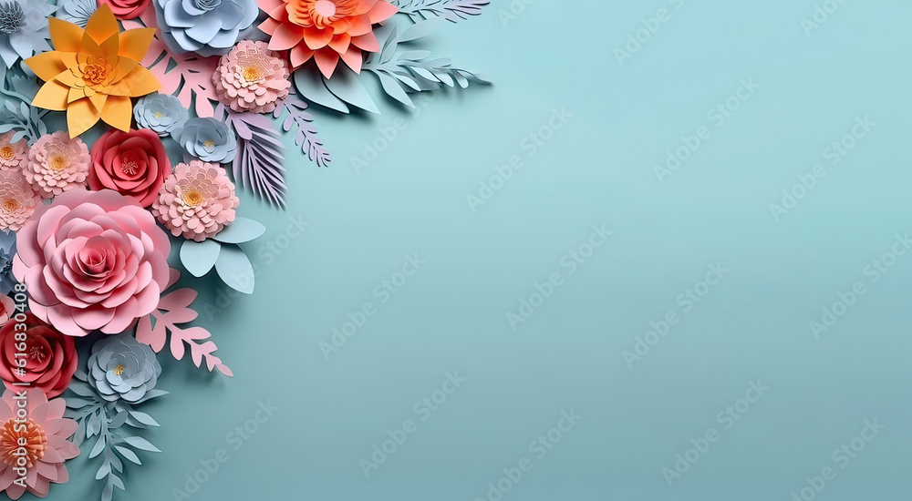 Flower paper cut colored mix texture with space for your text ...